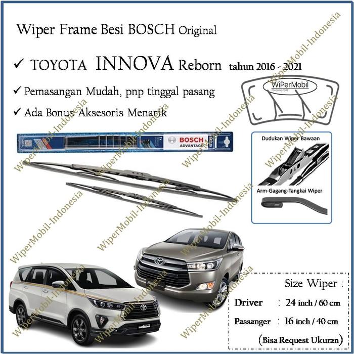 Jual Wiper Frame Besi Bosch Kaca Mobil Toyota Innova Reborn 2016 2017 ...