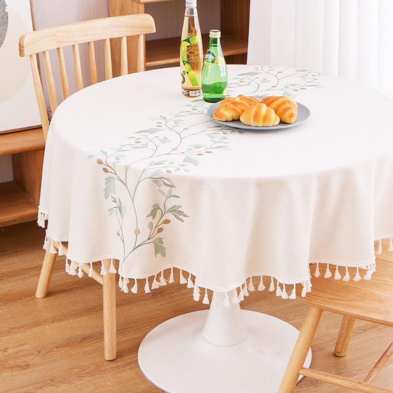 Round Tablecloth Embroidered Wheat Ears Small Round Tablecloth - TikTok ...