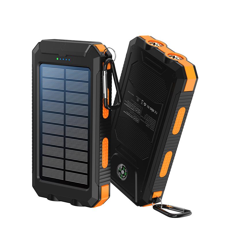 Solar portable charger -10000mAh built-in 2 LED flashlights, - TikTok Shop