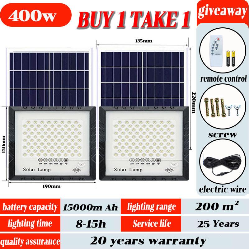 BUY 1 TAKE 1 】Solar Lights Outdoor 400W Solar Flood Light LE - TikTok ...