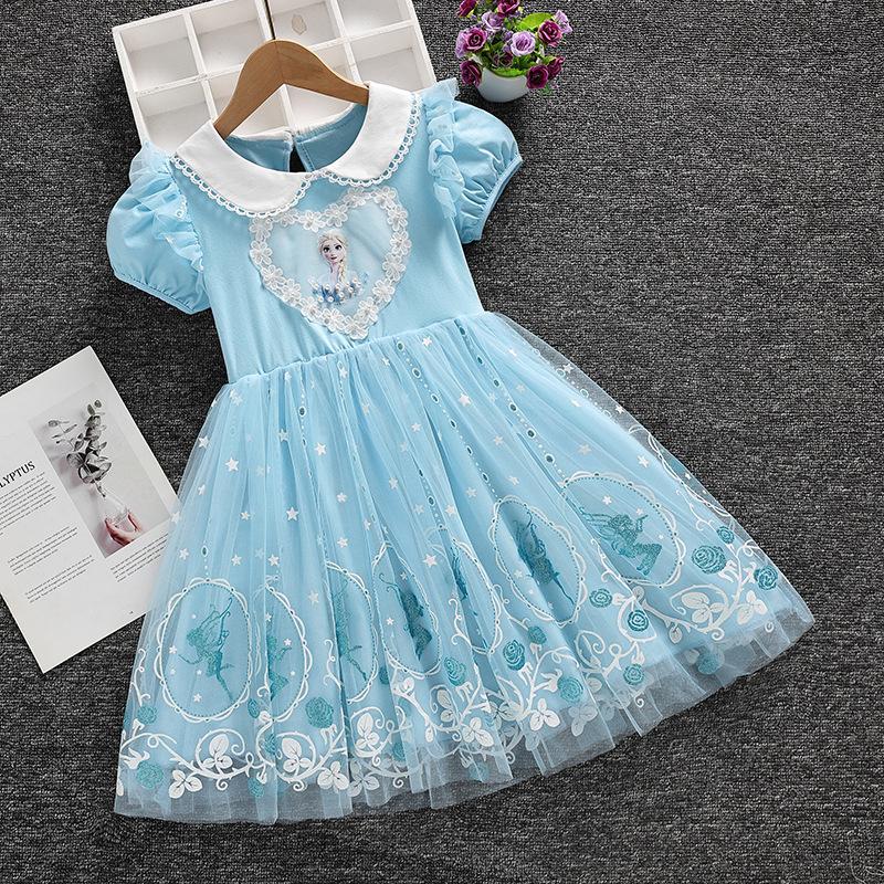[3-10 Tahun] Musim Panas Lengan Pendek Gaun Elsa Putri Mesh Rok - Shop ...