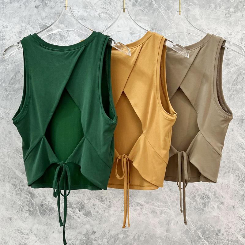 Baju Atasan Yoga untuk Wanita, Longgar, Tali Belakang, Punggung ...