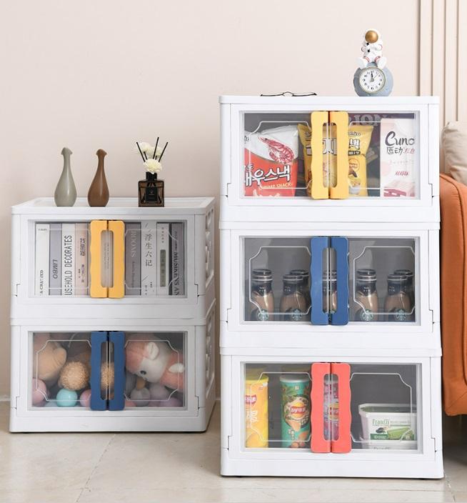 [1 BOX] 55L Door Foldable Stackable Plastic Cabinet Storage Box ...