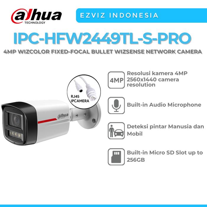 Jual DAHUA IPC-HFW2449TL-S-PRO 4MP WIZCOLOR FIXED-FOCAL BULLET WIZSENSE ...