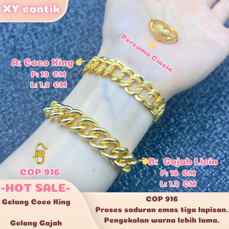 A Gelang Coco King B Gelang Gajah Licin COP916 - Panjang≈19CM Lebar≈1 ...