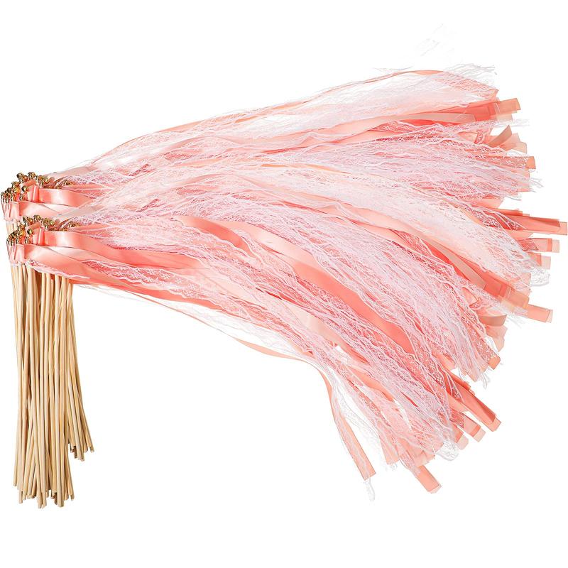 5x Wedding Wand with Bells Twirling Stream Ribbon Wands for Wedding ...