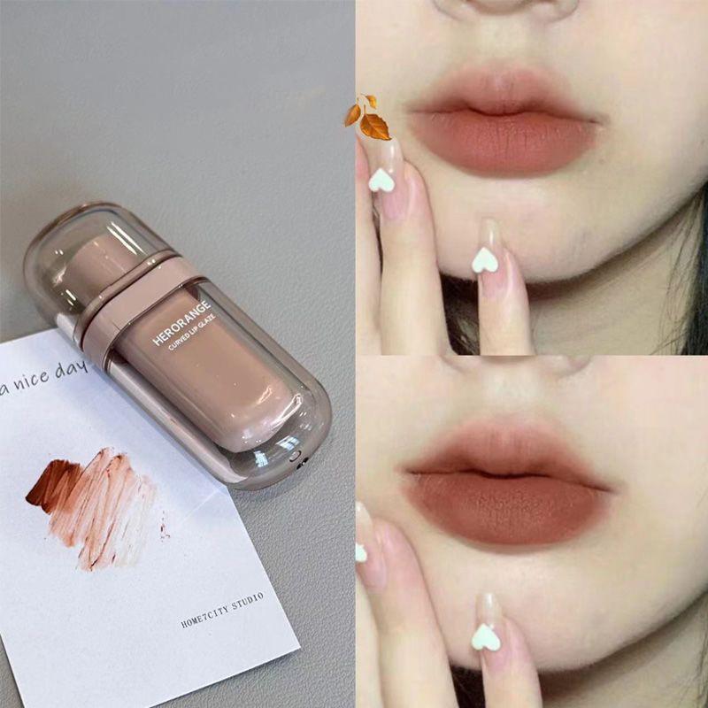 HERORANGE Cold Brown Lip Mud Matte Velvet Lip Glaze Long Lasting ...
