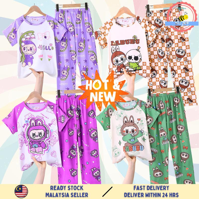 BEEJOY NEW Kids Girl Boy Labubu Pyjamas Short Sleeves Long Pants ...