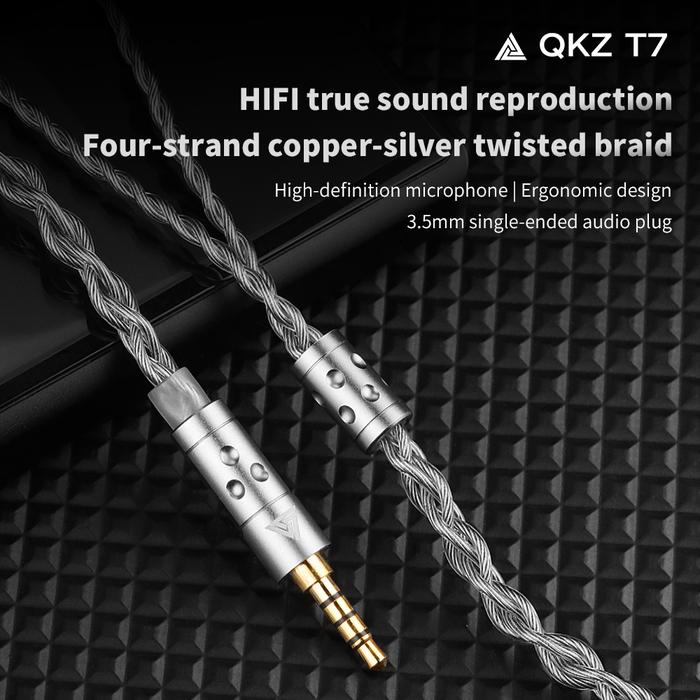 Promo QKZ T7 Oxygen Free Copper Silver Plated Kabel Braided Earphone ...