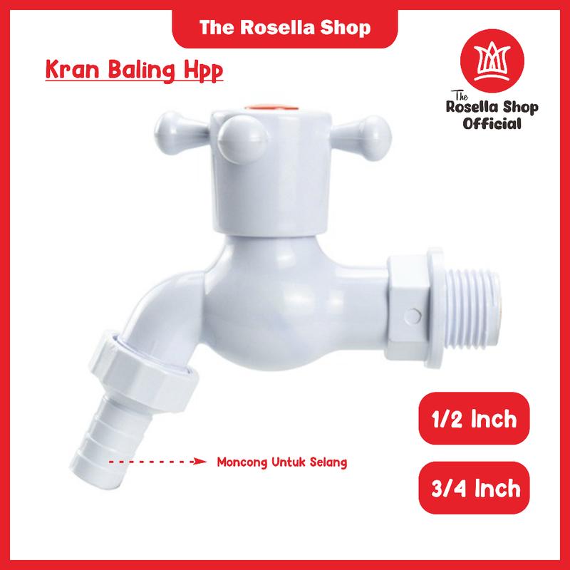 [Rosella] Kran Air Tembok PVC Bentuk Baling 1/2" 3/4" Inch Putih - Shop | Tokopedia