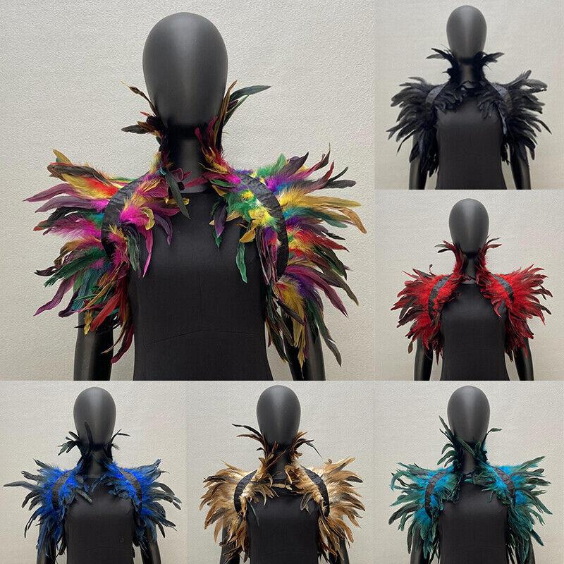 Selendang Bulu, Elegan, dengan Renda dan Bahu, Sesuai untuk Cosplay ...