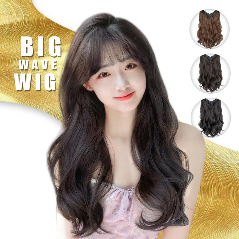 60cm Wig Big Wave Hair Extension Piece Simulation Hair Piece Invisible ...