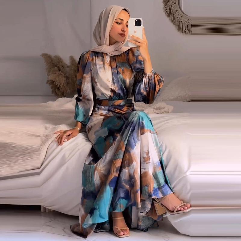 Middle Eastern Style Dress Graffiti Arab Women's Fashion New Puff ...