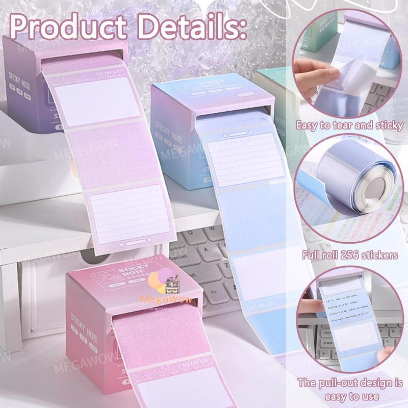 Sticky Notes Roll Tape Pull Out Dispenser Boxes Self-Stick Memo ...