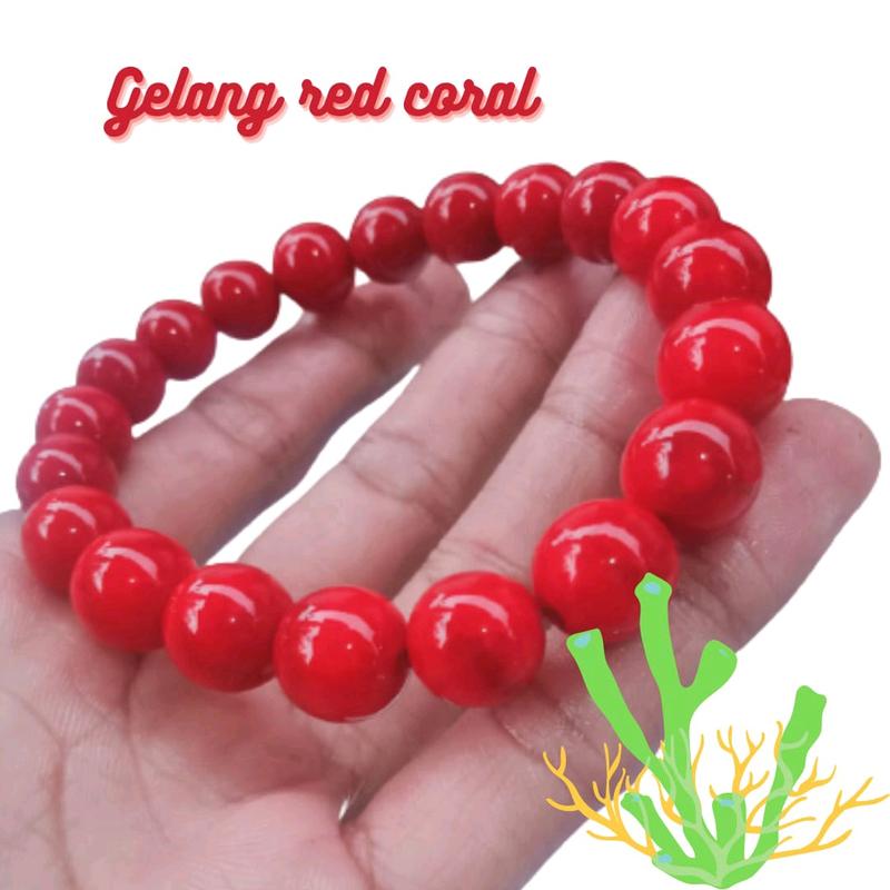 gelang Batu red coral marjan asli Elegan Bracelets 10mm - Shop | Tokopedia
