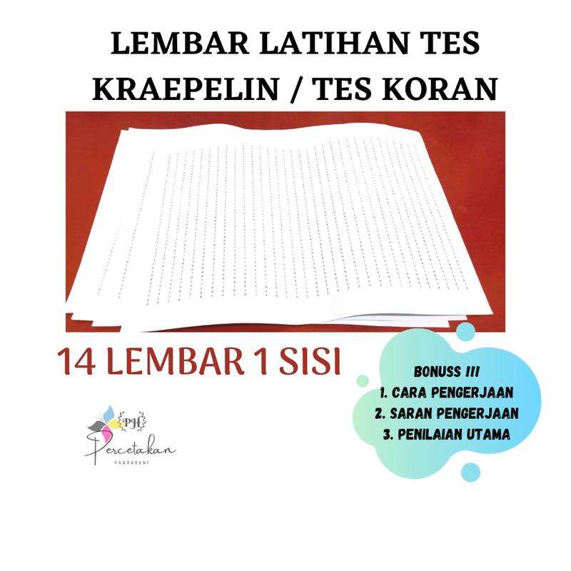 TES KRAEPELIN A3 / TES KORAN / TES PSIKOTES ( PAKET F ) Psychology ...