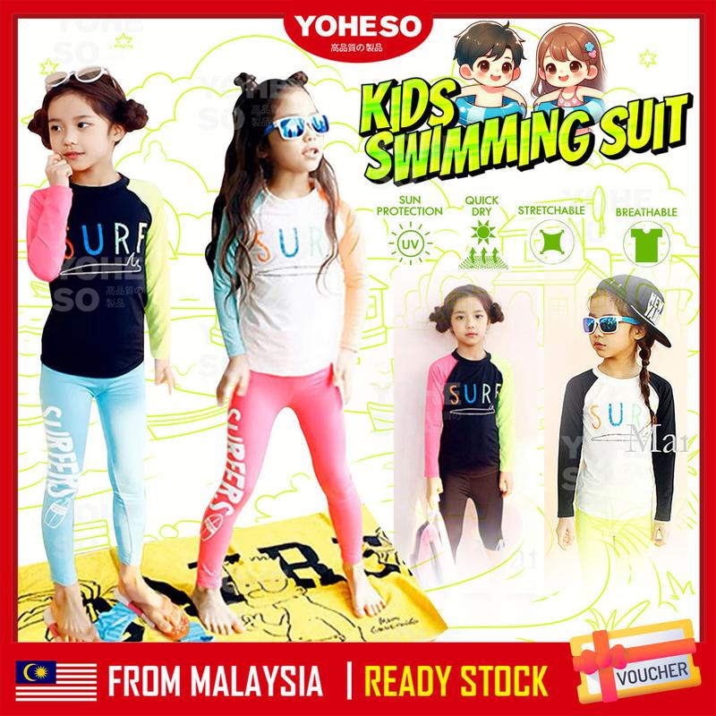 YOHESO Kids Boy Girl Swimming Suit Long Sleeve Swimsuit Swimwear ...