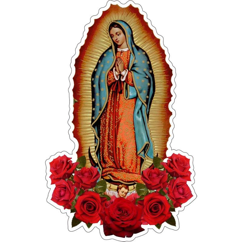 Virgin Mary Vinyl Sticker Roses (Choose Your Size) Deangelo Virgen ...