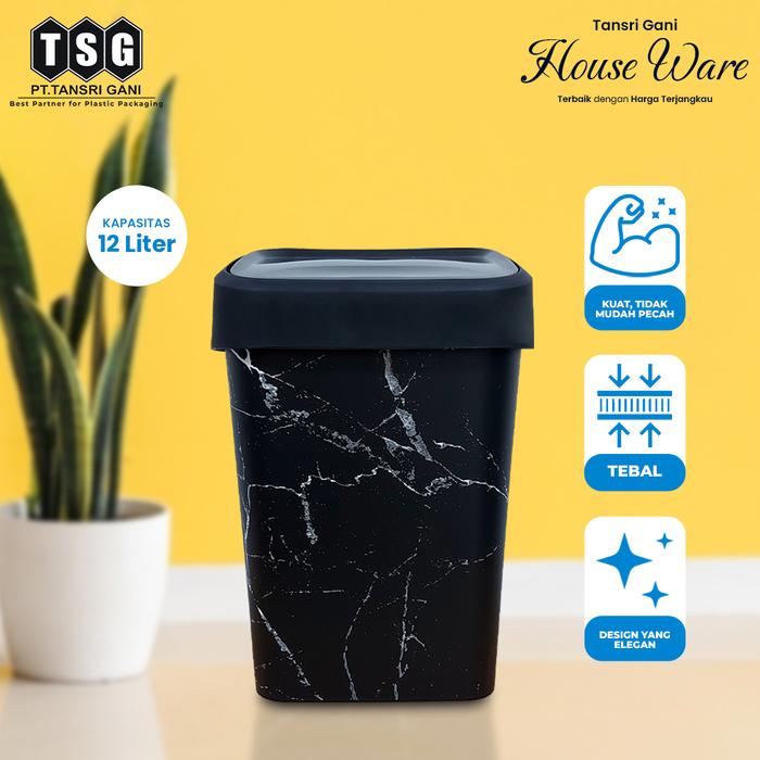 Jual Tempat sampah/tong sampah plastik warna hitam 12 liter besar motif ...
