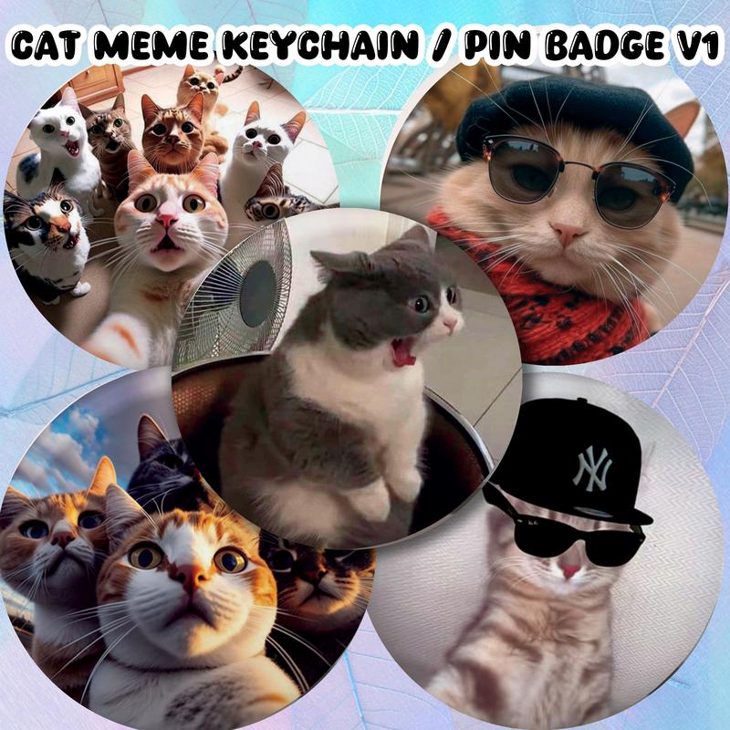 CAT MEME V1 58mm CIRCLE KEYCHAIN / PIN BADGE - TikTok Shop Malaysia
