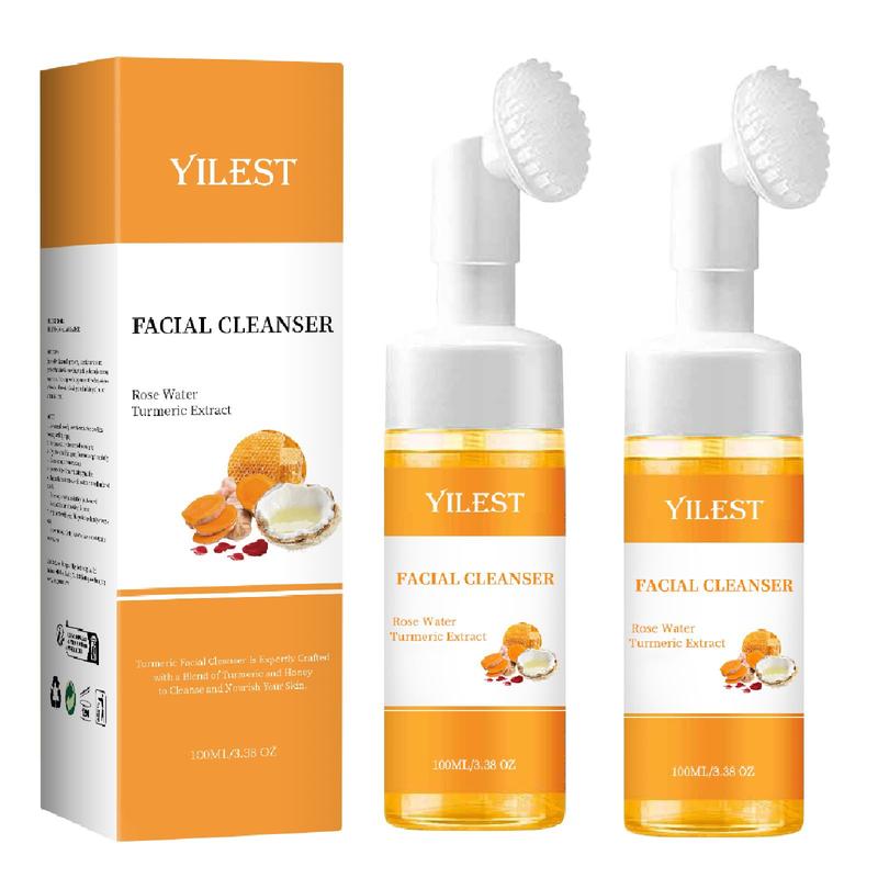 2 Glow Wash Turmeric Face With Brush Deep Cleansing Scrub Foaming ...