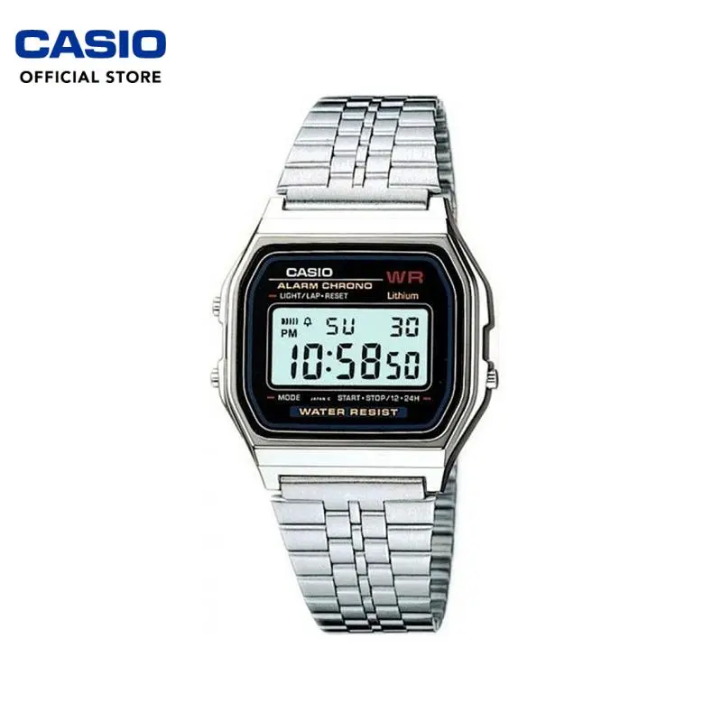 Casio Vintage (A159W-N1DF) Silver Stainless Steel Strap Digital Watch ...