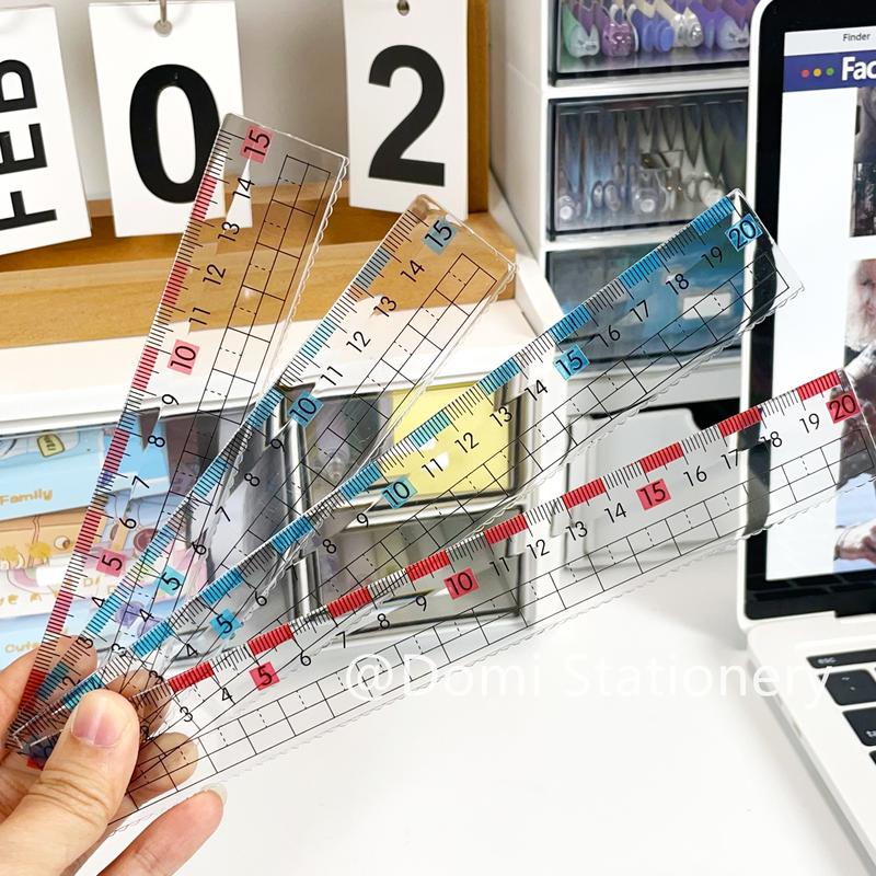 DOMI Colorful ruler with wavy line Student measurement stationery ...