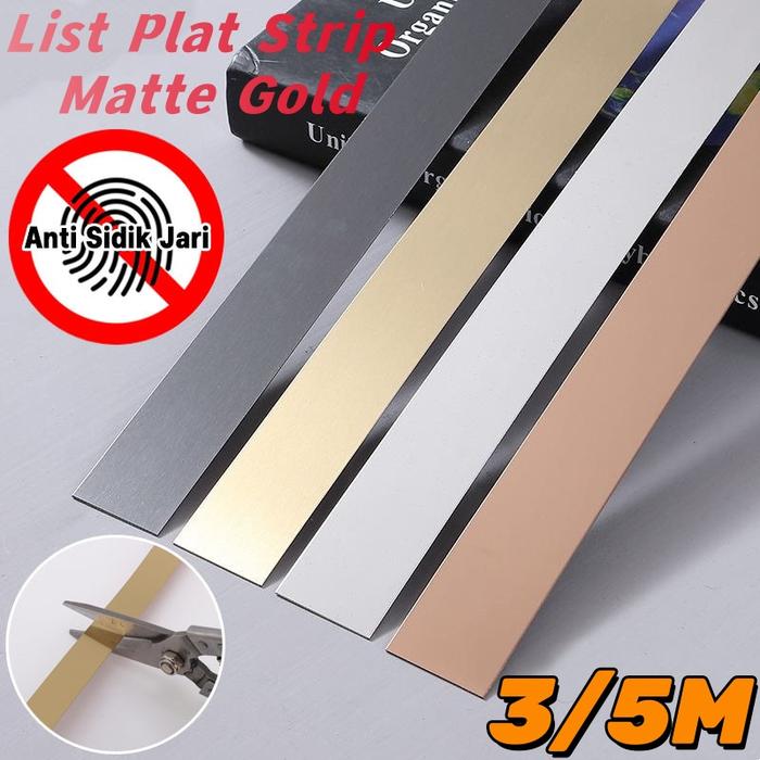 Promo Vinnatsu-1-5CM*3M/5M List Plat Strip Matte Gold Pembatas Nat ...