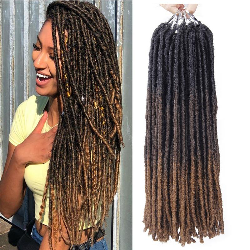 Sambungan rambut sintetik untuk wanita kulit hitam, tocang mengait ...