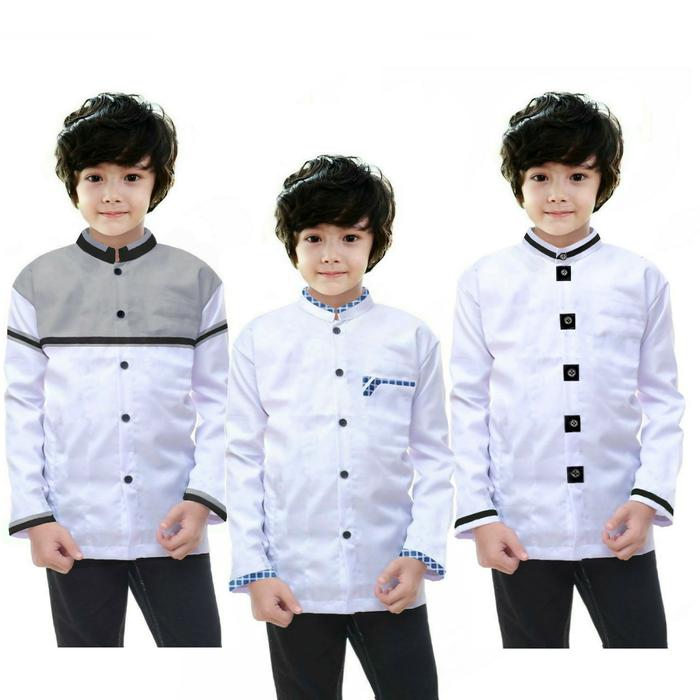 Jual Baju Koko Anak Laki laki Lengan Panjang Putih - cobra anak, 7-8 ...