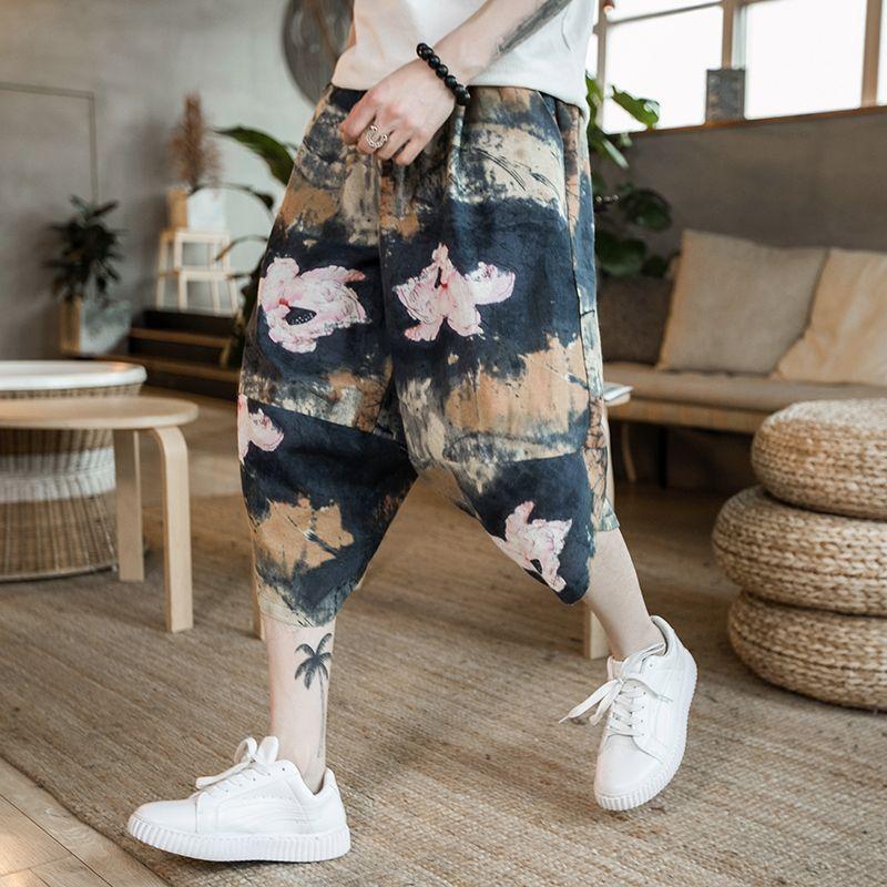 Bloomers Men's Loose Harem Wide-Leg Pants Big Crotch Pants Beach ...