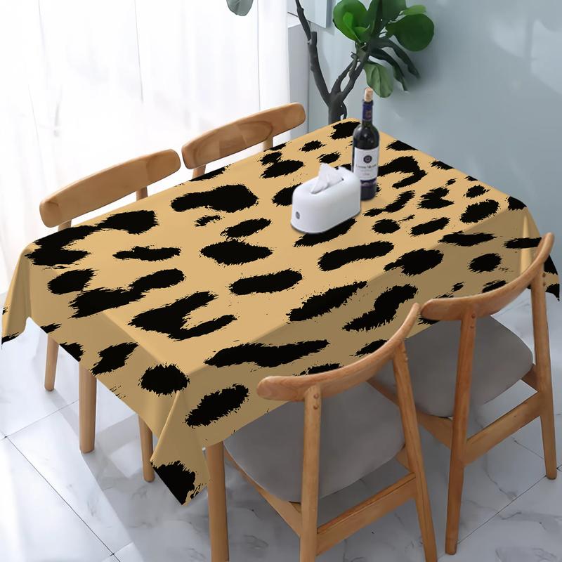 Chic Leopard Print Tablecloth - Durable, Stain-Resistant Polyester ...