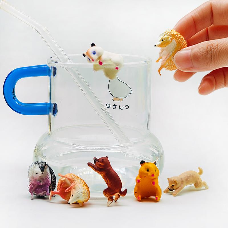 Animal Hedgehog Shaped Cup Edge Figurine PVC Tea Cup Pendant - TikTok ...