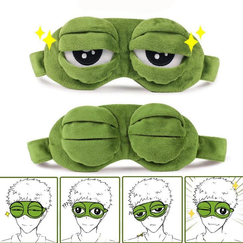 Soft Plush 3D Sad Frog Designed Travel Sleeping Masks Women Men ...