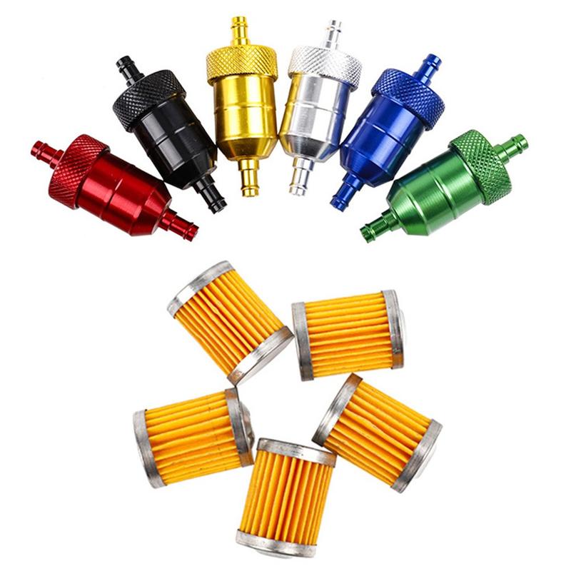 8mm Aluminum Inline Fuel Filter + 5 Filters Motorcycle ATV Accessories ...