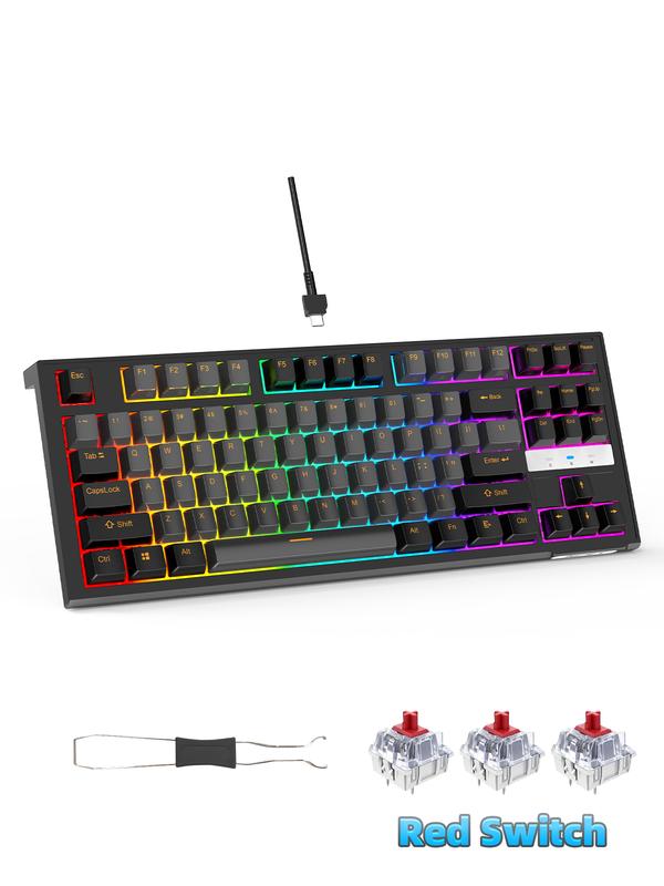 NPET CR87 75% Mechanical Gaming Keyboard, Hot-swappable Red Switch, RGB ...