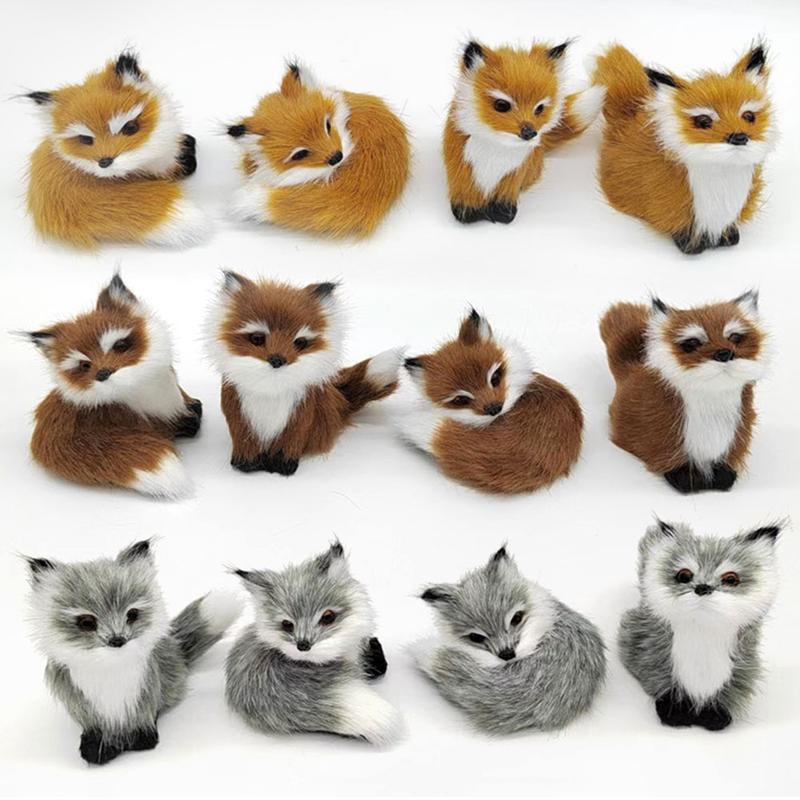 Simulation Mini Fox Model Cute Imitation Fox Ornaments Children ...