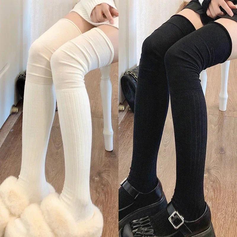 Stoking Stoking Tinggi Peha, Untuk Wanita, Warna Pepejal, Bahan ...