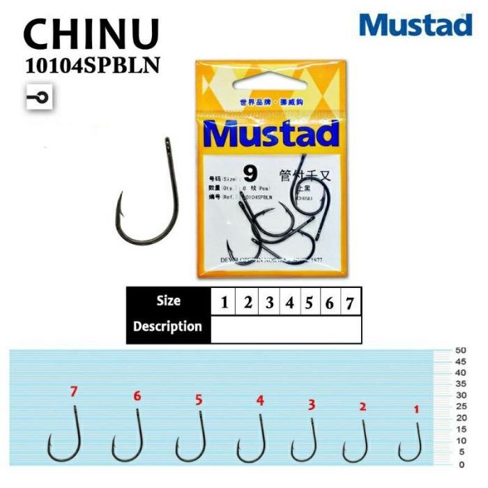 MUSTAD Kail Pancing CHINU Ring Hook 10104SP-BLN Ukuran 1-10 Super ...