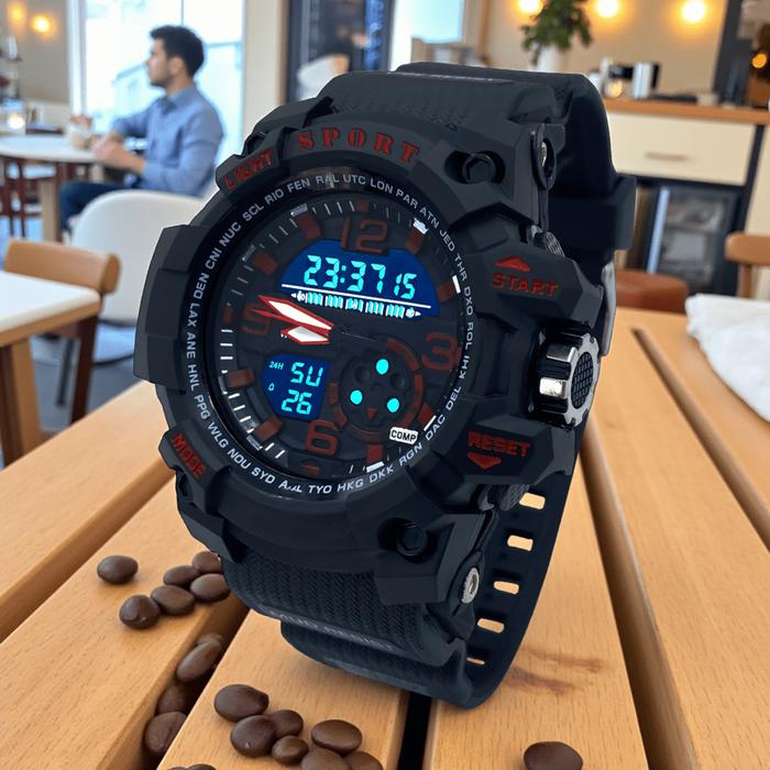 Promo Jam Tangan Pria Sport Anti Air Sporty Dual Time Super - Merah ...