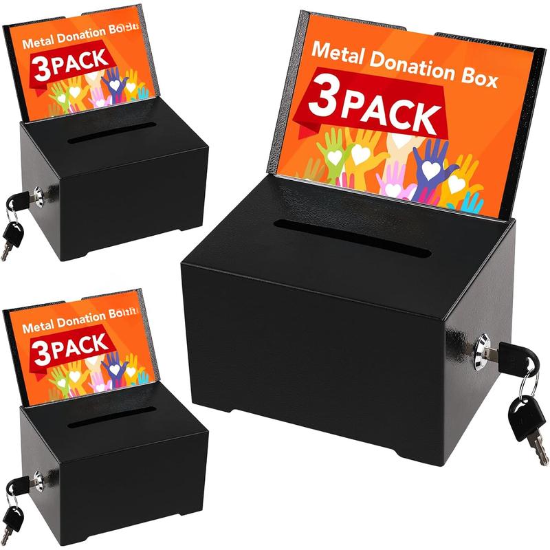 Metal Suggestion Box with Slot, 3Pack Donation Box with Lock - TikTok Shop