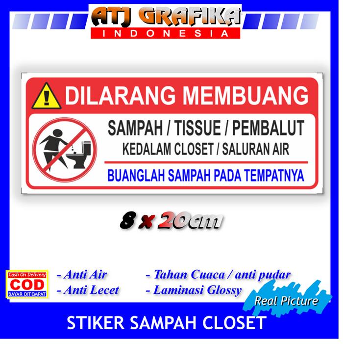 Promo Label stiker dilarang buang sampah di kloset wa kamar mandi ...