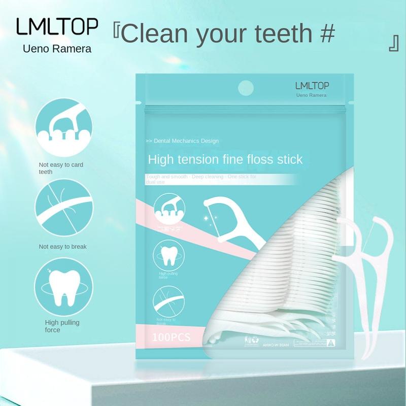 LMLTOP 100 Dental Floss Picks High Polymer Smooth Dental Floss Picks ...