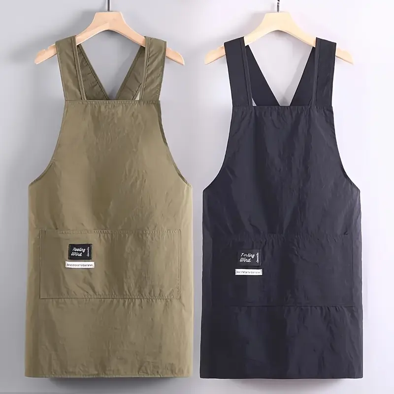 Apron Tanpa Lengan Silang Belakang, Gaya Baru, Pakaian Kerja Memasak ...