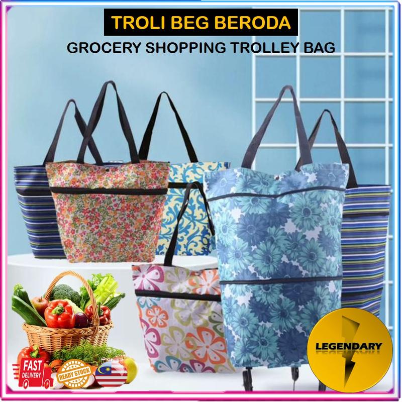 Troli Beg Beroda Foldable Shopping Grocery Trolley Nylon Bag - TikTok ...