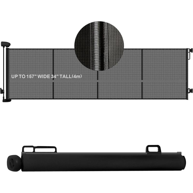 157" Extra Wide Retractable Gates, Mesh Pets Gates with Support Rods ...