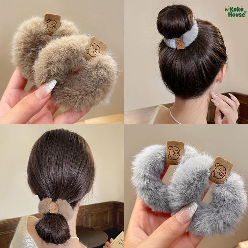 Ikat Rambut Fuzz - Scrunchie Hair Tie Wanita Fashion Korea Pompom ...