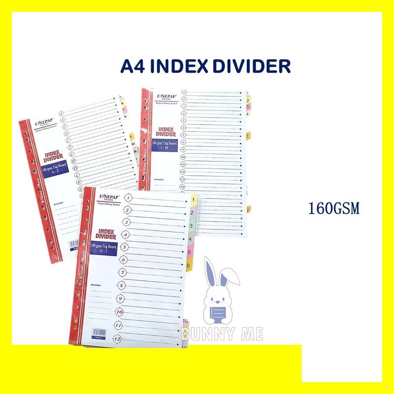 [BUNNY] A4 FINEPAP FILE INDEX DIVIDER 160GSM C/W ALPHABETS O - TikTok ...