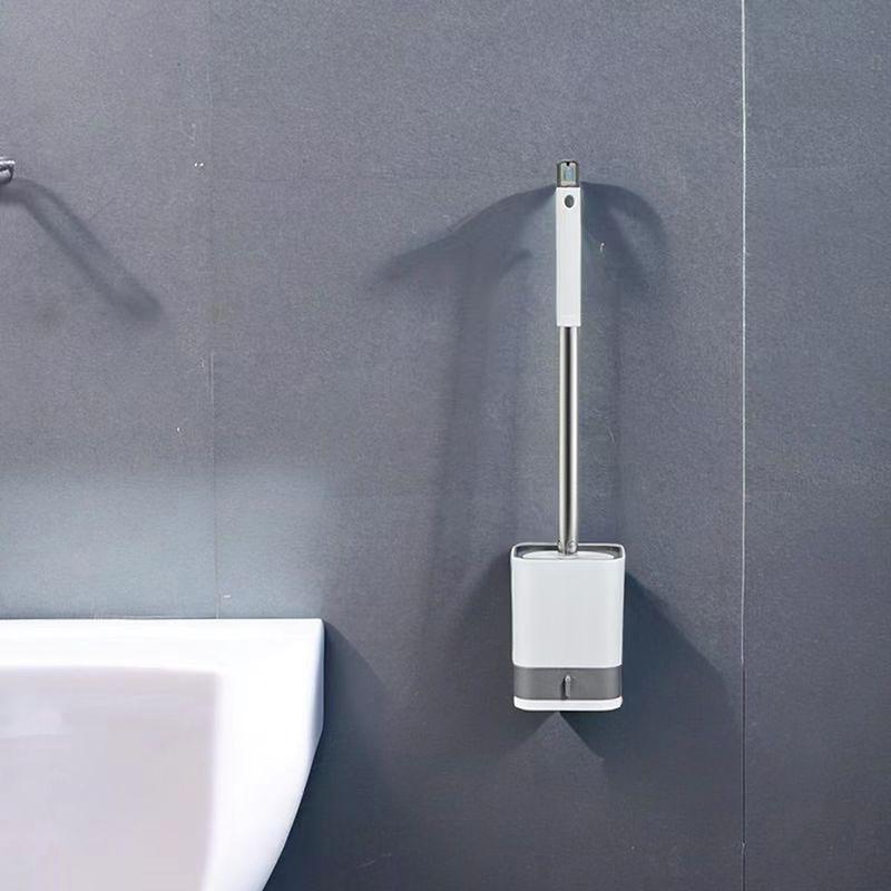 Long Handle Plastic Toilet Brush With Drain Base Punch-Free Wall ...