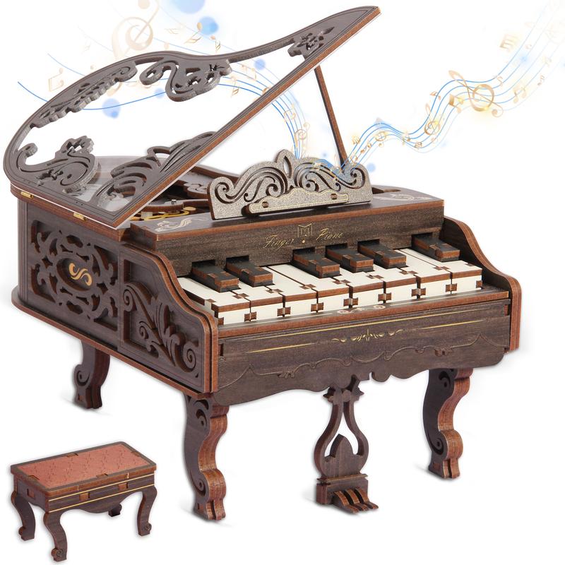 TOKMOC 3D DIY Wooden Puzzle Playable Piano Model Kit Set, Vintage ...